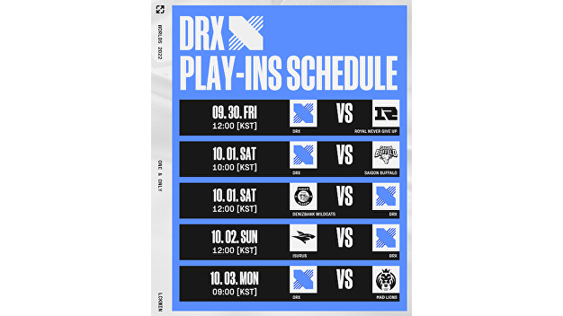 2022 롤드컵 플레이-인 대진 공개…DRX, 첫날 中 RNG 만나